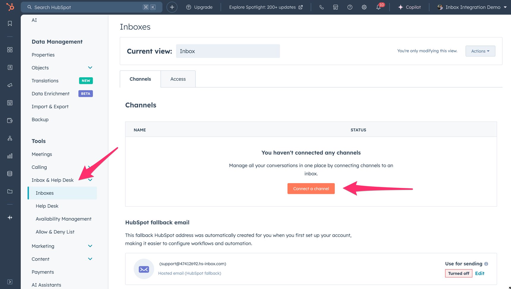 Integration with HubSpot Inbox (beta)